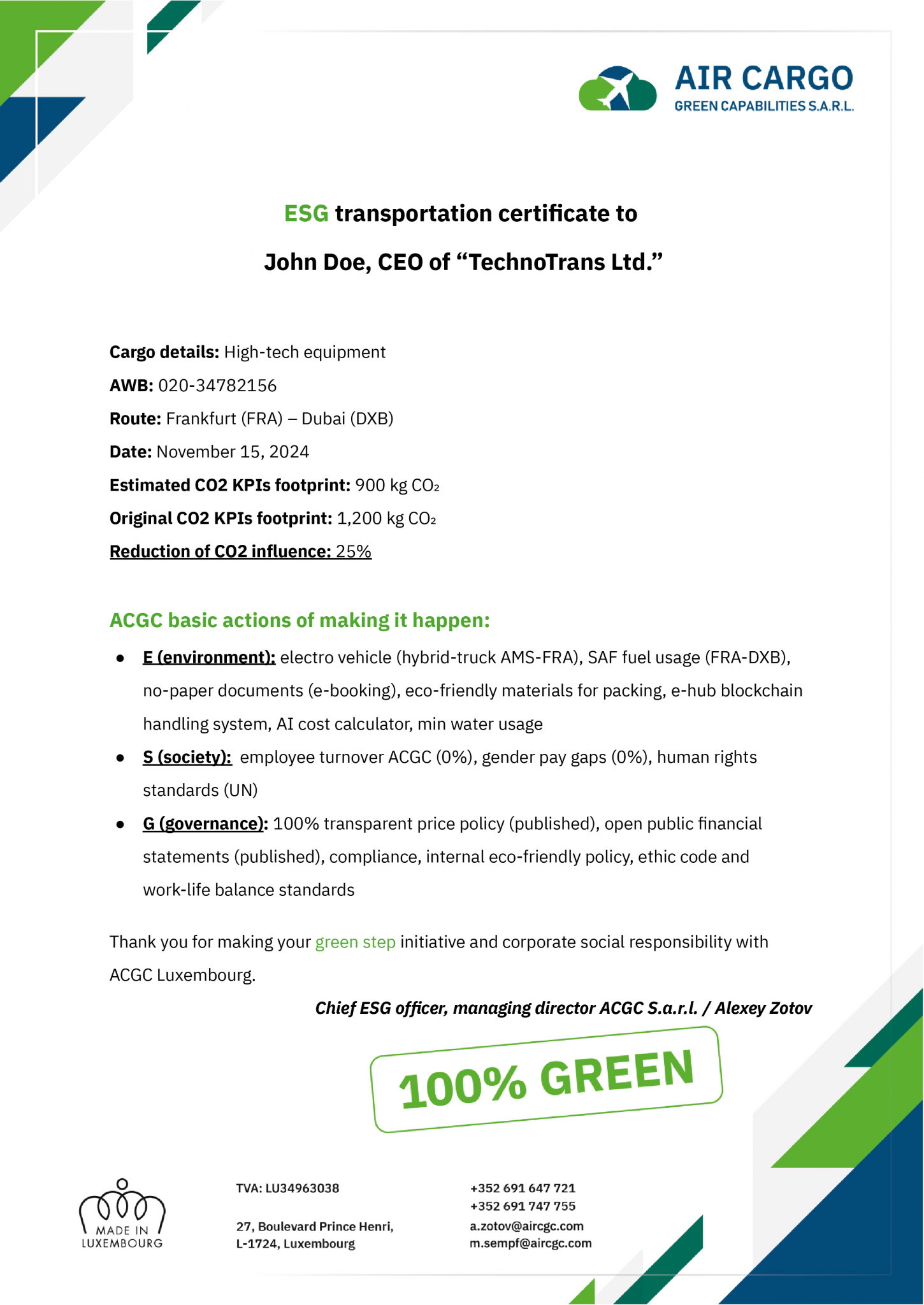 ACGC Launches ESG Certificates | Recognizing Sustainable Logistics